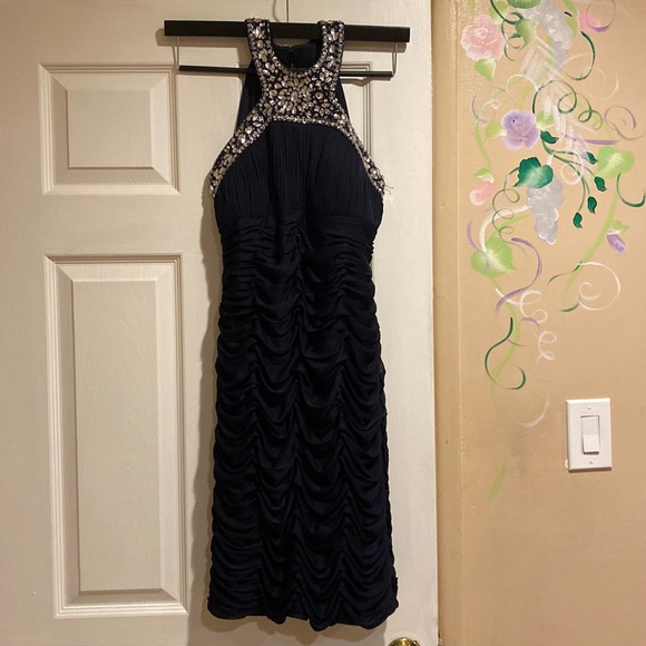 Xscape | Dresses | Xscape Elegant Navel Blue With Crystals Gem On Top ...
